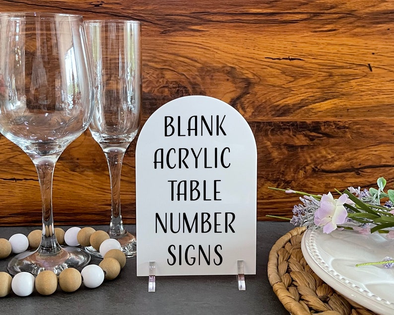 Blank Acrylic Table Sign With Optional Stands, Blank Table Numbers Sign ...