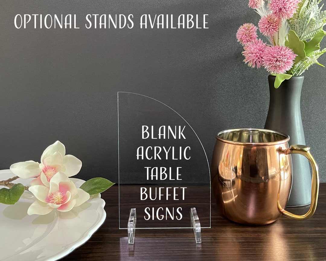 Blank Acrylic Table Sign With Optional Stands, Blank Table Numbers Sign ...