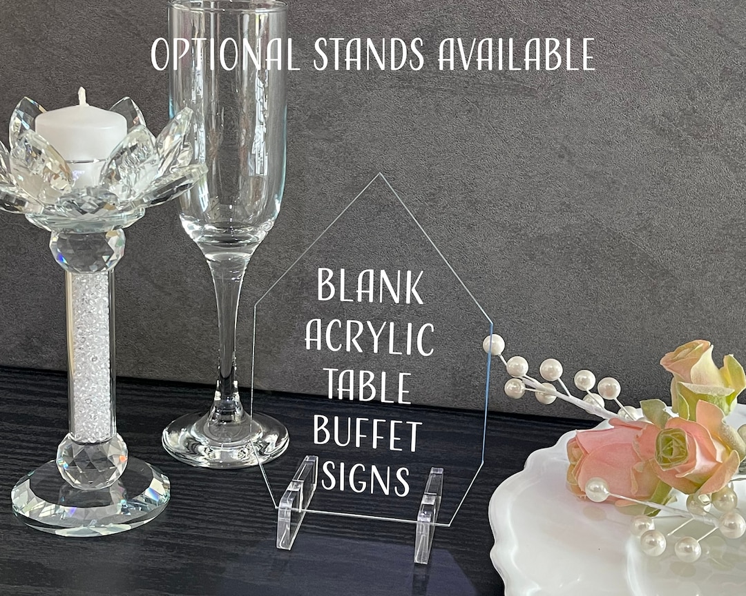 Blank Acrylic Table Sign With Optional Stands, Blank Table Numbers Sign ...