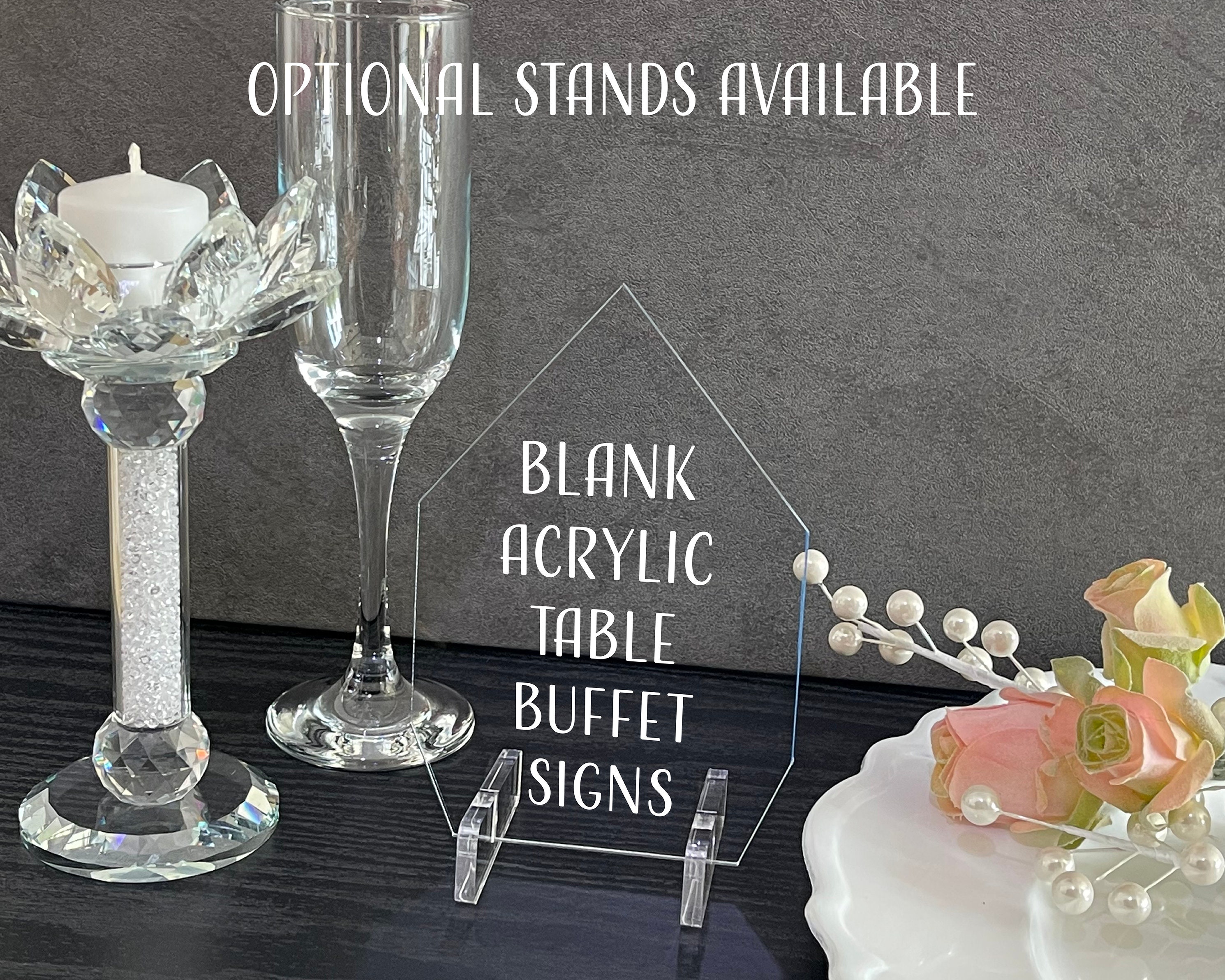 Blank Acrylic Table Sign With Optional Stands, Blank Table Numbers Sign ...