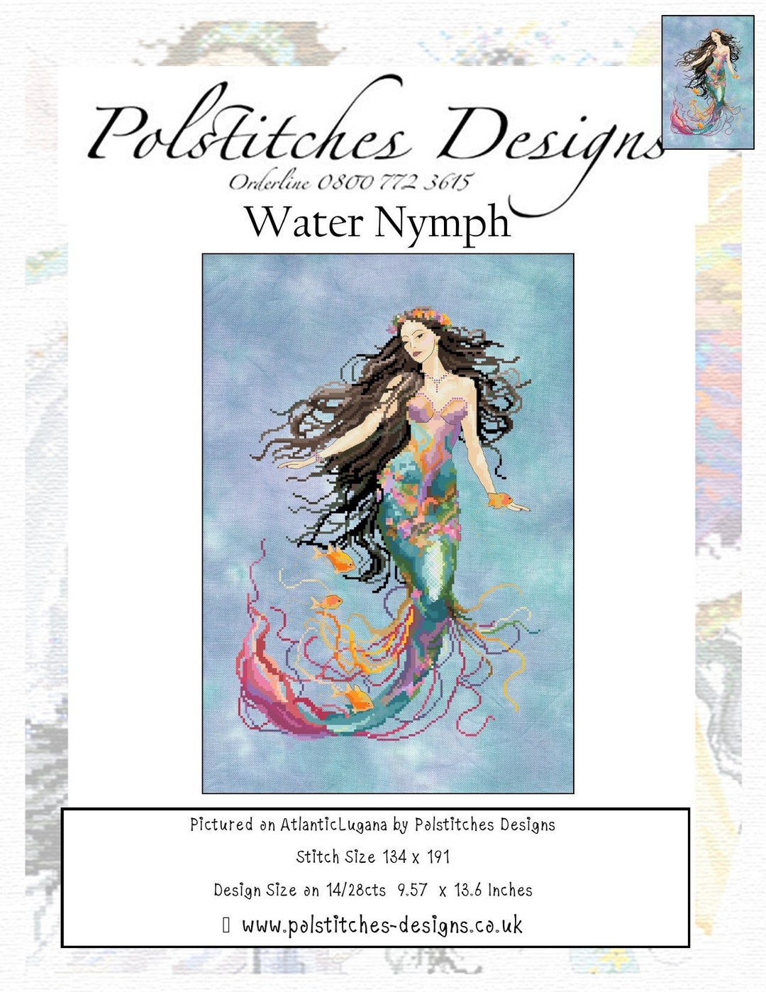 The Water Nymph - Printed Cross Stitch Chart - Etsy