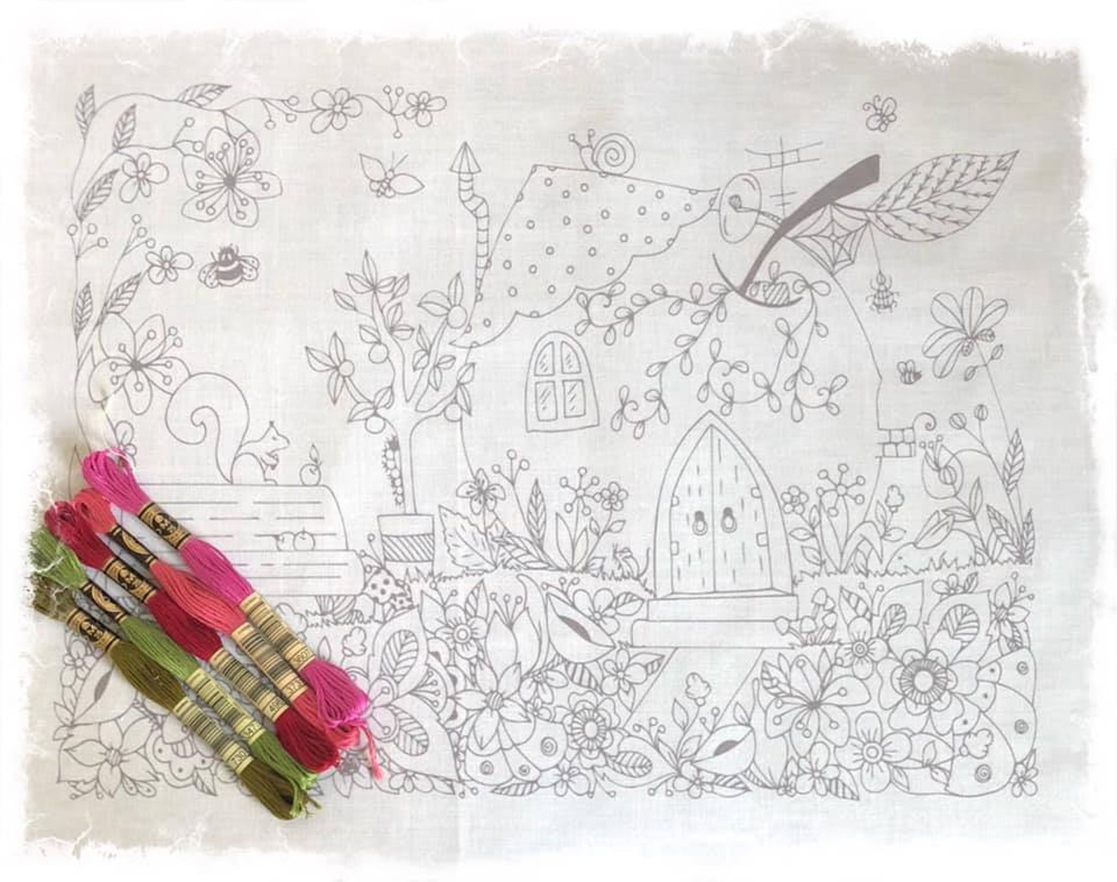 Flower Garden Stitchery Pattern With Pre-printed Fabric | Etsy