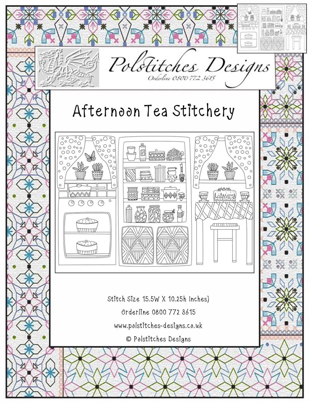 Afternoon Tea Stitchery Pattern With Pre-printed Fabric - Etsy UK