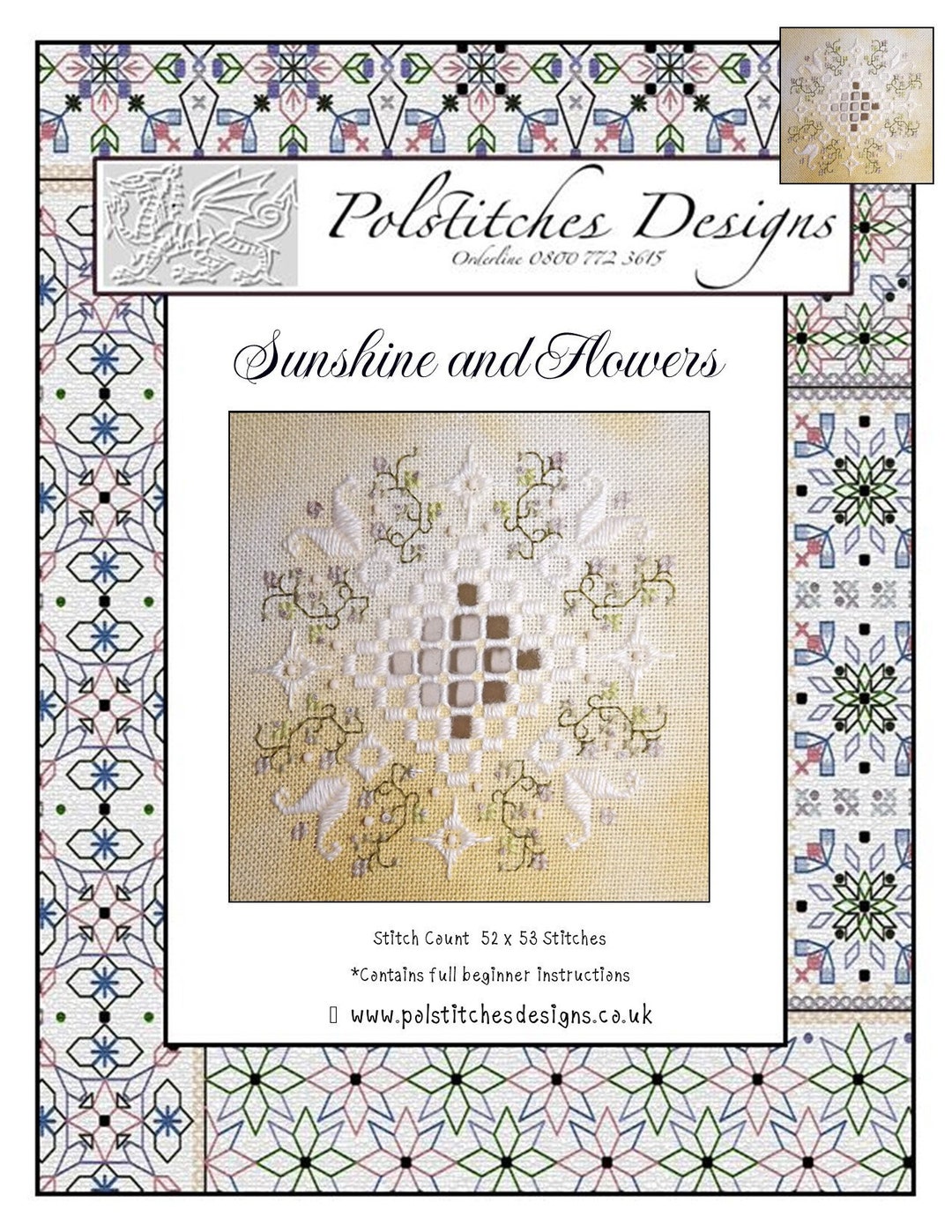 Sunshine and Flowers Hardanger chart - Etsy