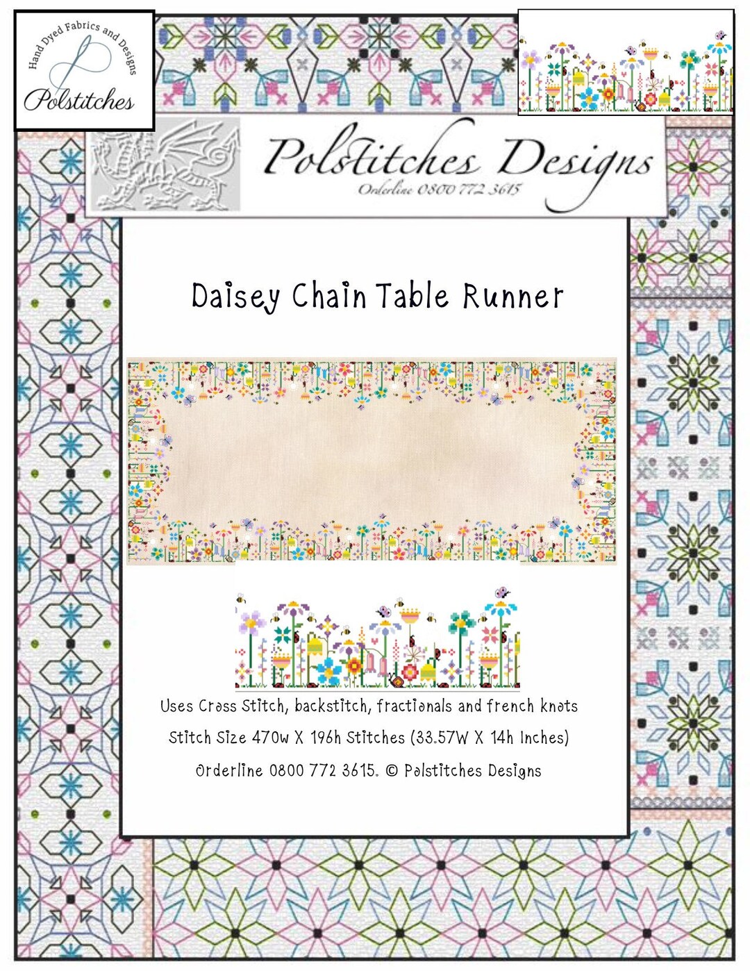 Daisy Chain Table Runner - Cross Stitch Kit - Etsy