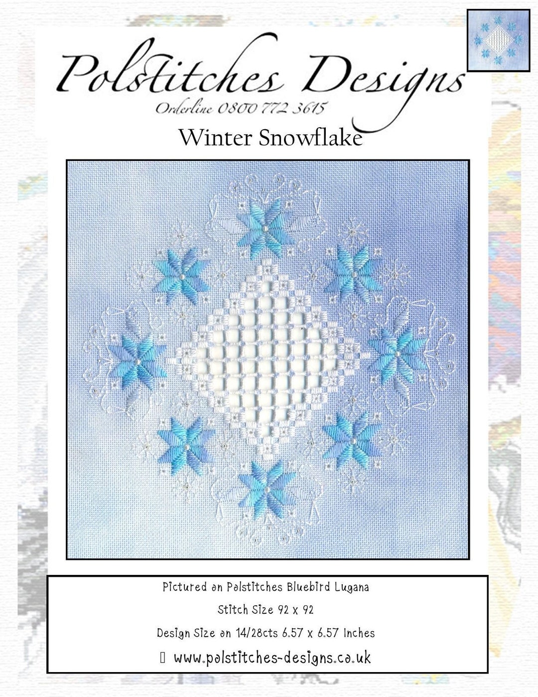 Winter Snowflake Hardanger chart - Etsy