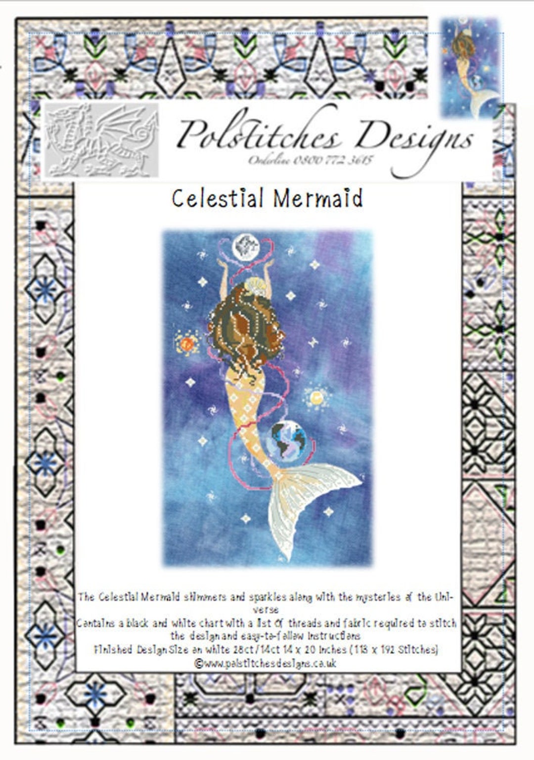 Celestial Mermaid printed Chart - Etsy