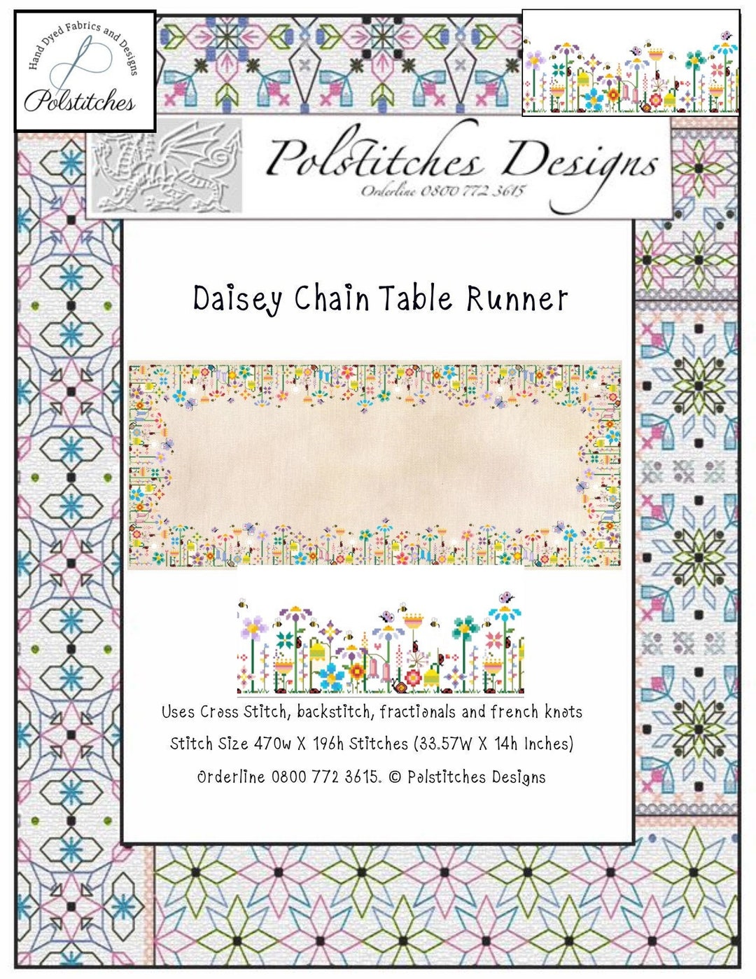 Daisy Chain Table Runner - Cross Stitch Chart - Etsy