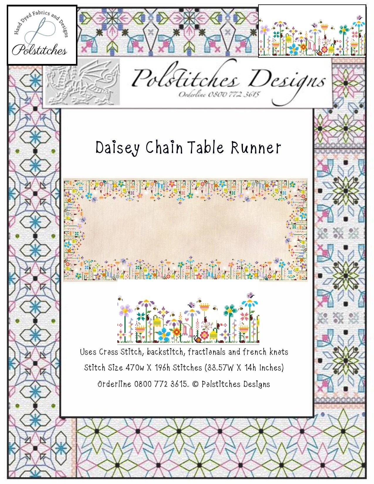 Daisy Chain Table Runner Cross Stitch Chart - Etsy UK