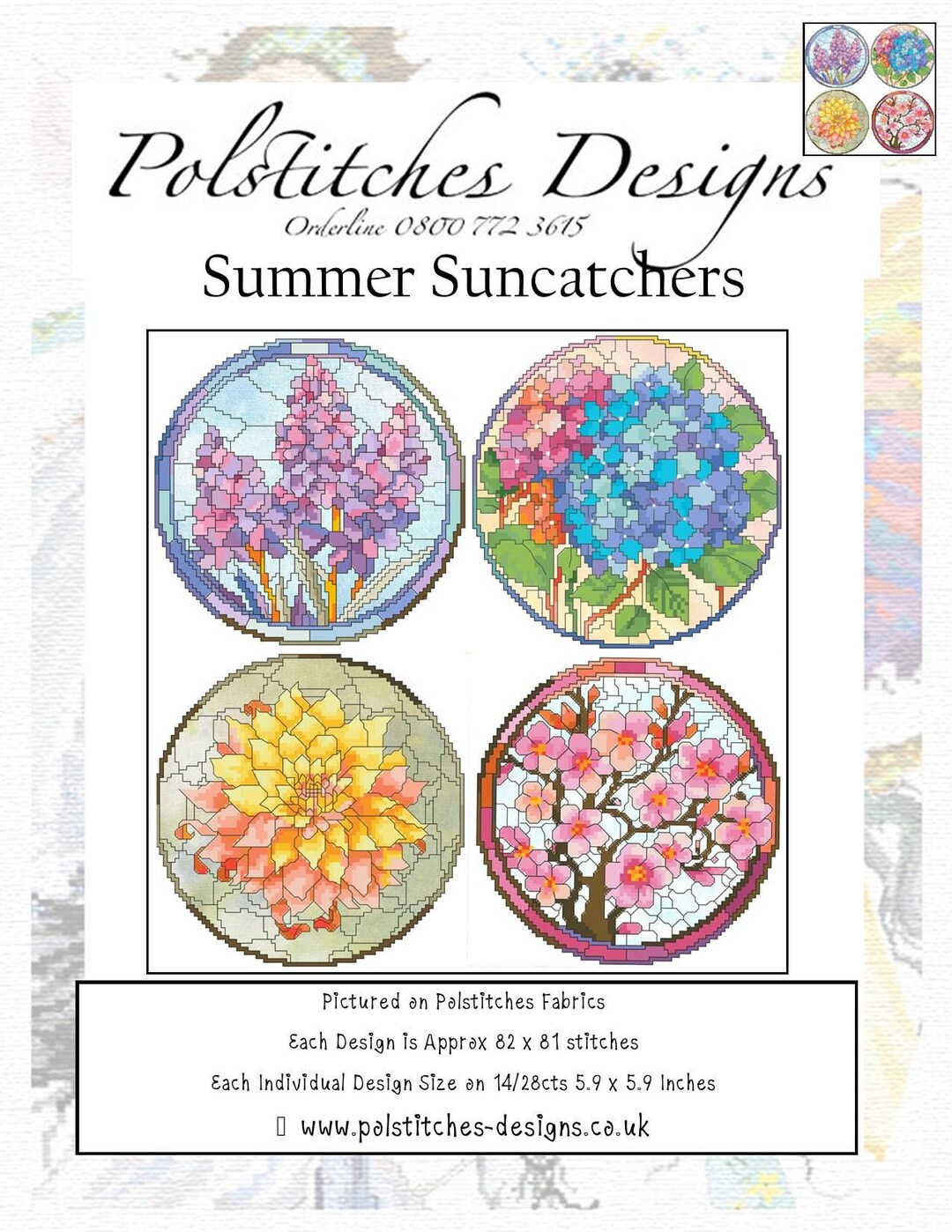 Summer Suncatchers - PDF - Cross Stitch Chart Designed by Polstitches ...