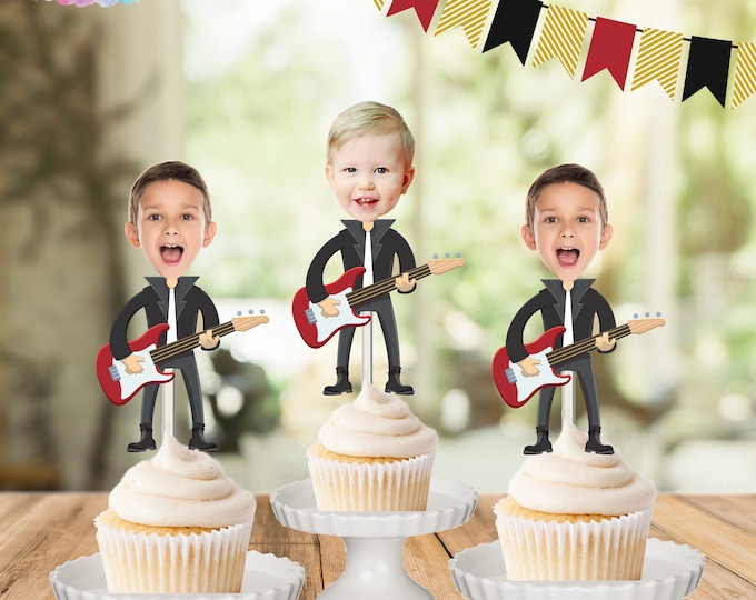 Rockstar Drummer Photo Cupcake Toppers | Rock'n Roll Cupcake Toppers ...