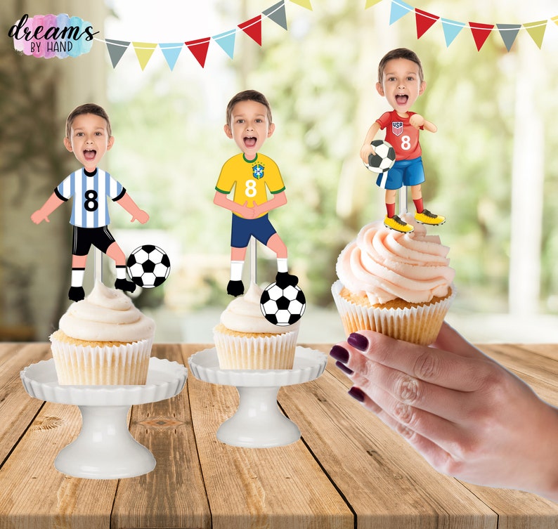 Custom Team Soccer Photo Cupcake Toppers Soccer Birthday - Etsy