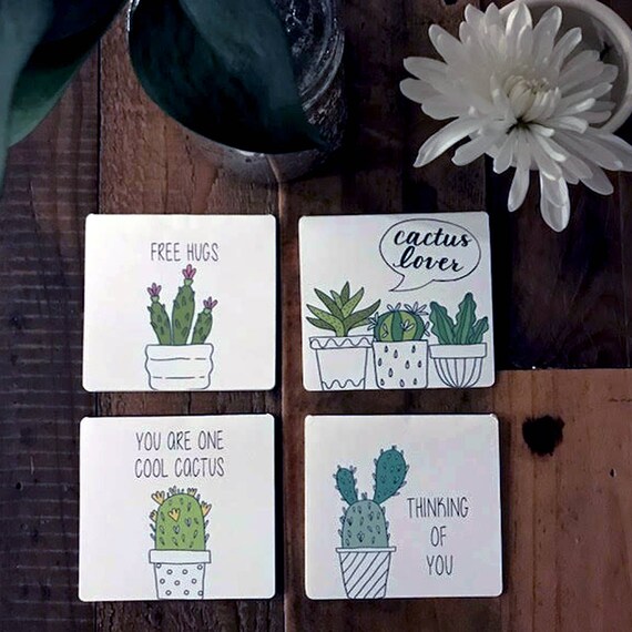 Mini Note Card Cactus Love Mini Cards Suculents Cacti | Etsy