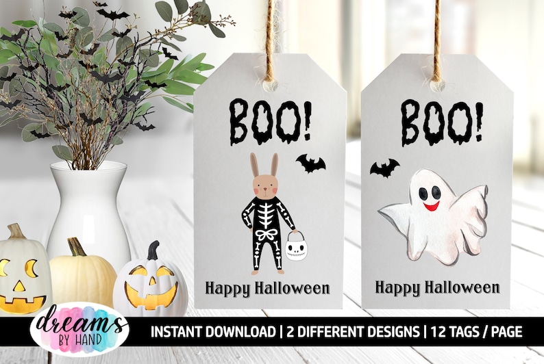 BOO Halloween Gift Tags, Printable Ghost Tags (instant Download) - Etsy