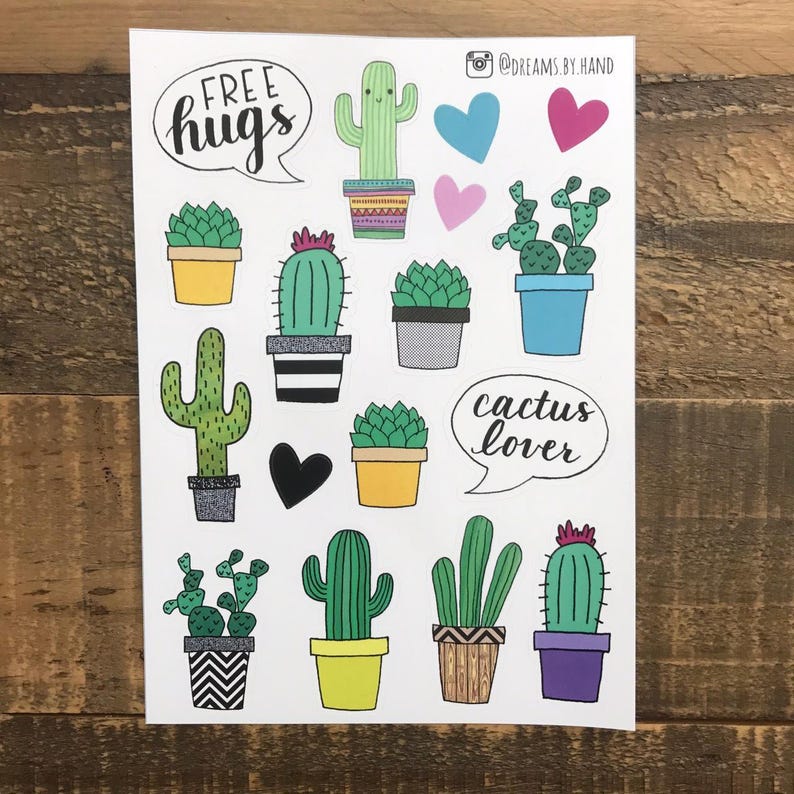 Cactus Sticker Sheet Cacti Stickers Suculents Stickers - Etsy