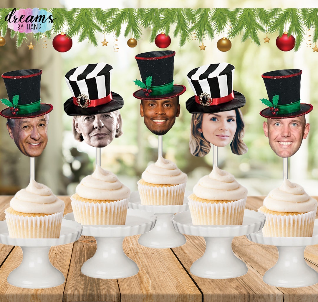 Top Hat Photo Cupcake Toppers, Face Cupcakes, Top Hat, Christmas Decor ...