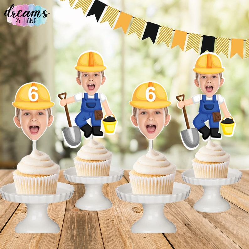 Construction Photo Cupcake Toppers Construction Themed Party | Etsy