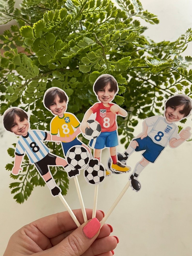 Custom Team Soccer Photo Cupcake Toppers Soccer Birthday - Etsy