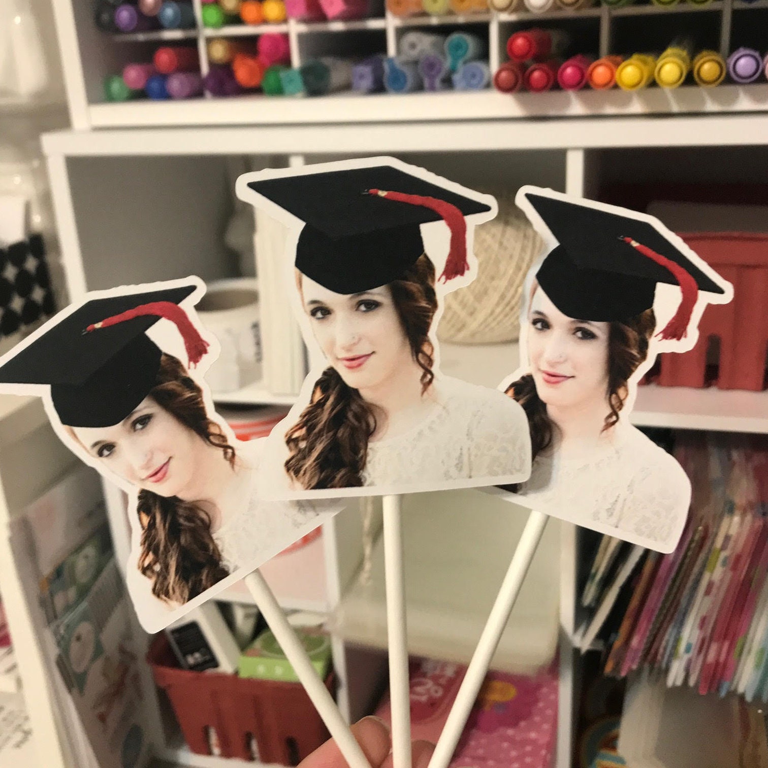 Personalized graduation hat photo cupcake toppers graduation | Etsy