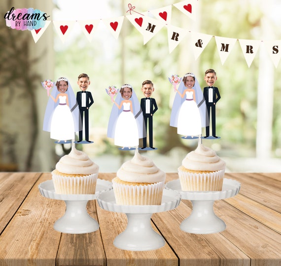 Mini Wedding Cupcake Toppers Custom Cupcake Toppers & Cupcake