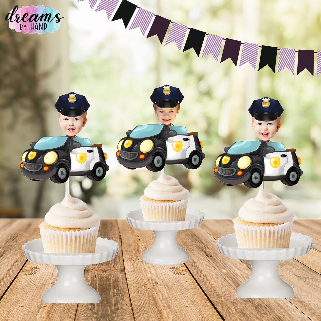 Police Car Photo Cupcake Toppers, Police Officer Cupcake Toppers ...