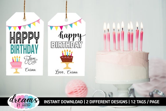 Birthday Hang Tags Happy Birthday Gift Tags Instant Download | Etsy