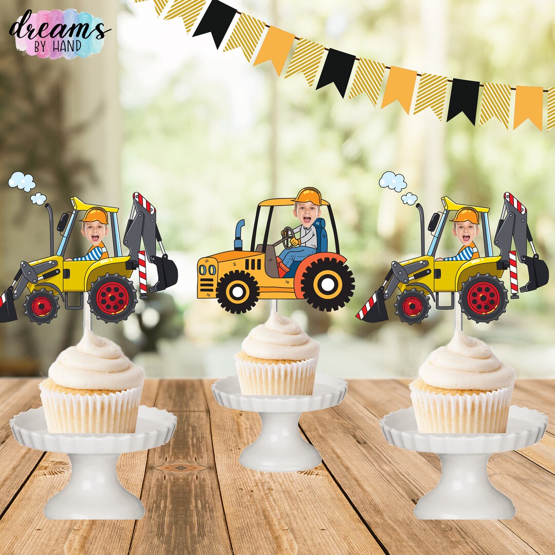 Personalized Tractor Cupcake Toppers: Farmer Birthday Party Decor - Etsy