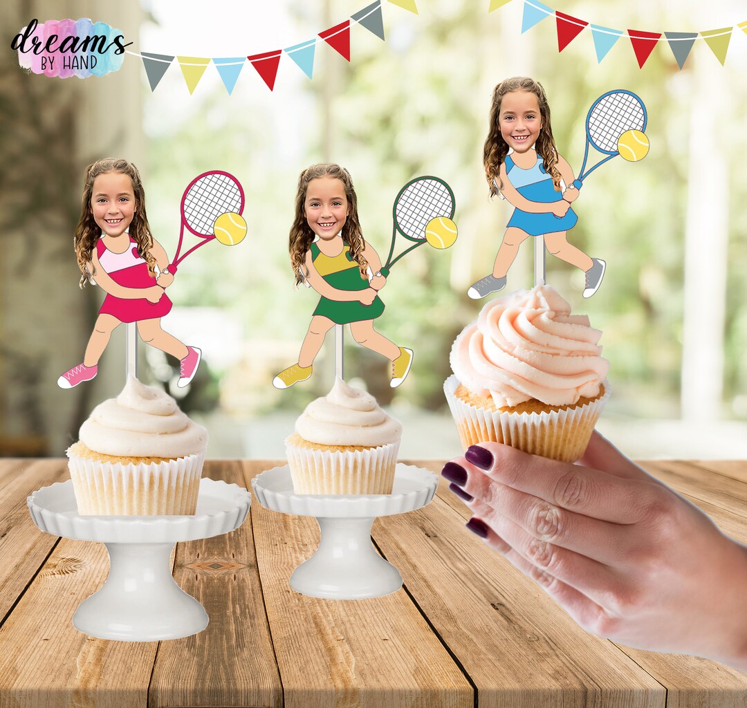 NEW Tennis Player Photo Toppers, Girl Tennis Photo Cupcake Toppers ...