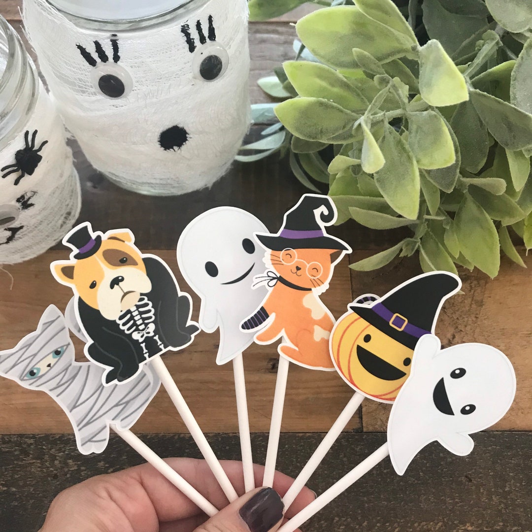 Halloween Cupcake Toppers Cute Halloween Party Decor Ghost - Etsy