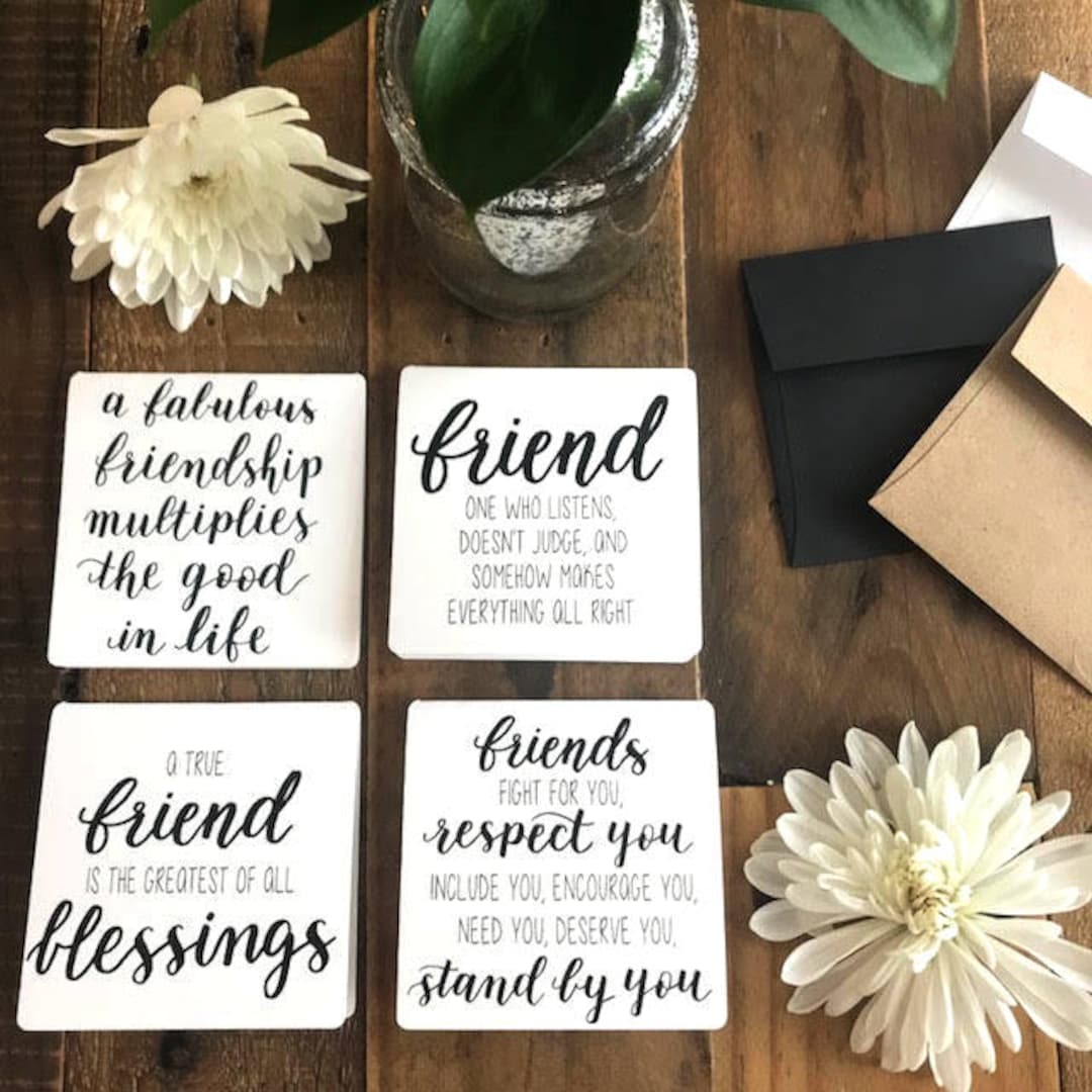 FRIENDSHIP Mini Note Card Greeting Card Encouragement, Card Set Hand ...