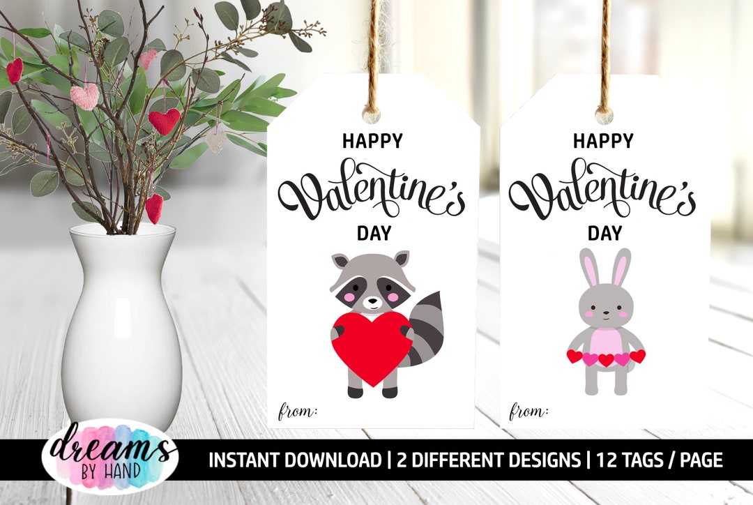 Printable Valentine's Day Hang Tags, Love Gift Tags, Instant Download ...