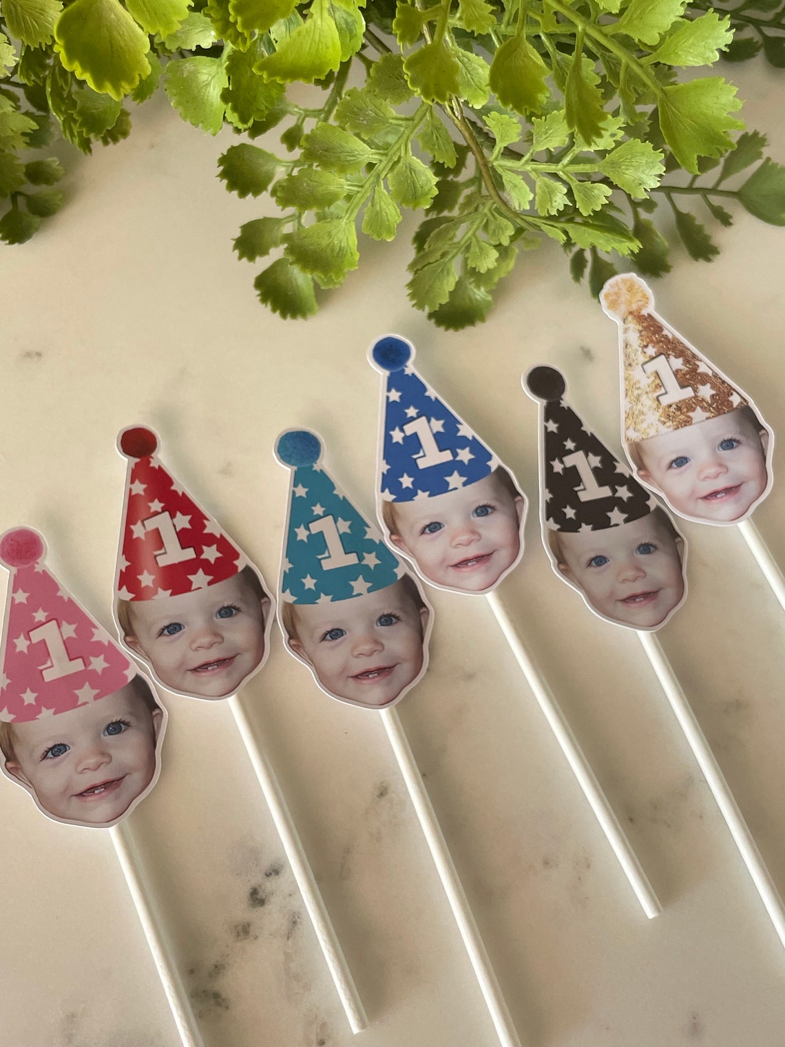 Custom Face Cupcake Toppers: Stars Party Hats, Photo Birthday Decor - Etsy