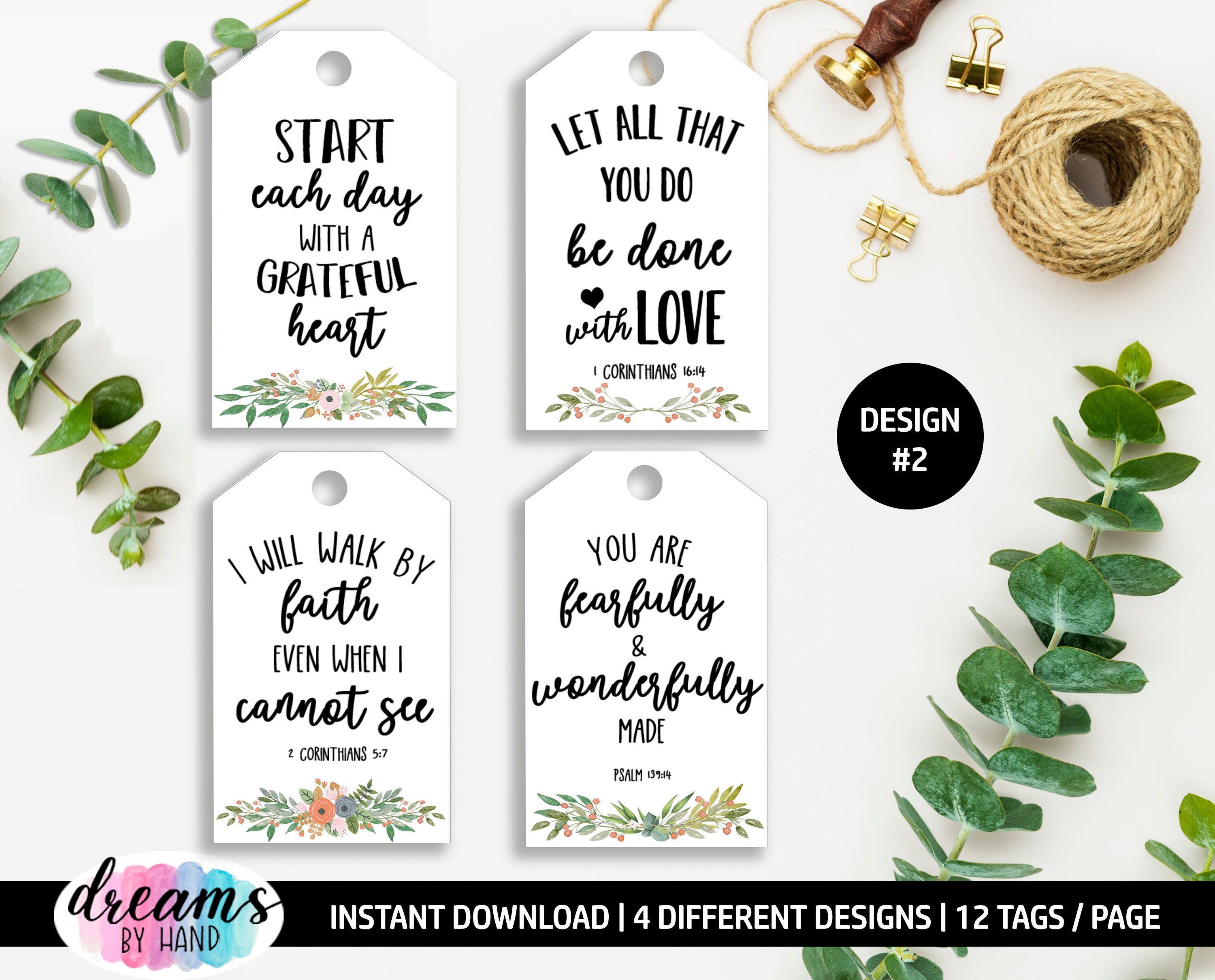 Bible Verse Gift Tags: Christian Scripture, Encouragement (digital ...