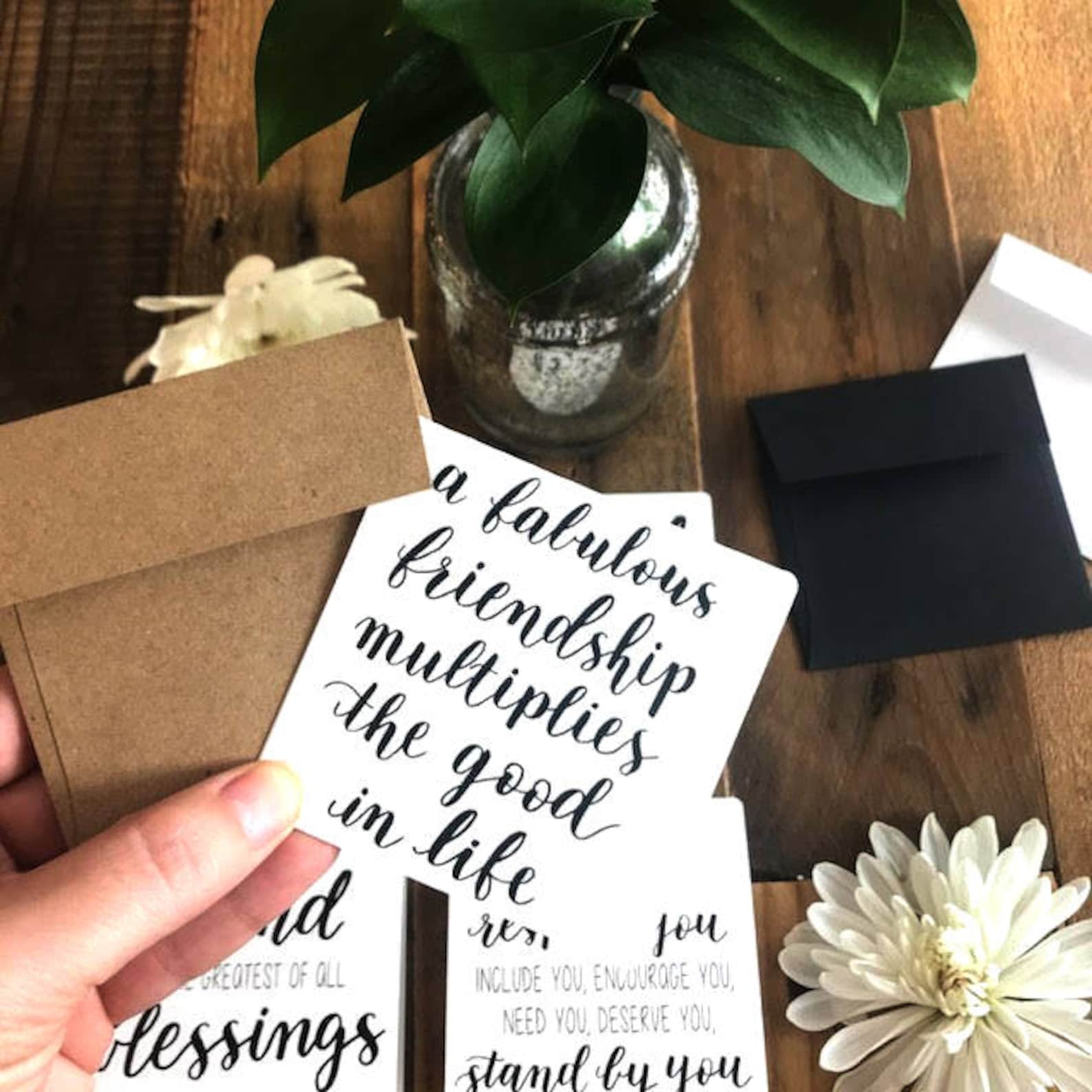 FRIENDSHIP Mini Note Card Greeting Card Encouragement, Card Set Hand ...