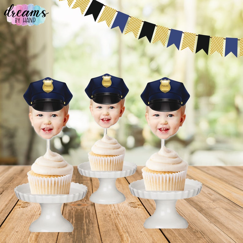 Personalized Police Officer Photo Cupcake Toppers - Set of 12 - Etsy