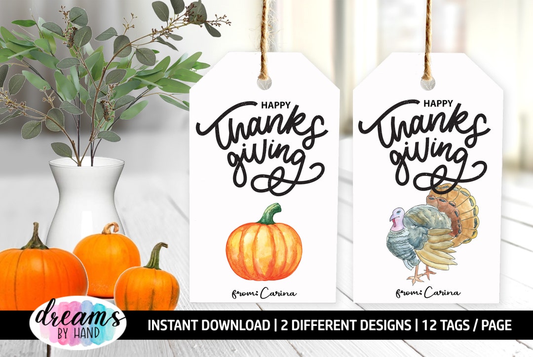 Happy Thanksgiving Tags, Give Thanks Tags, Thankful Gift Tags, Instant ...