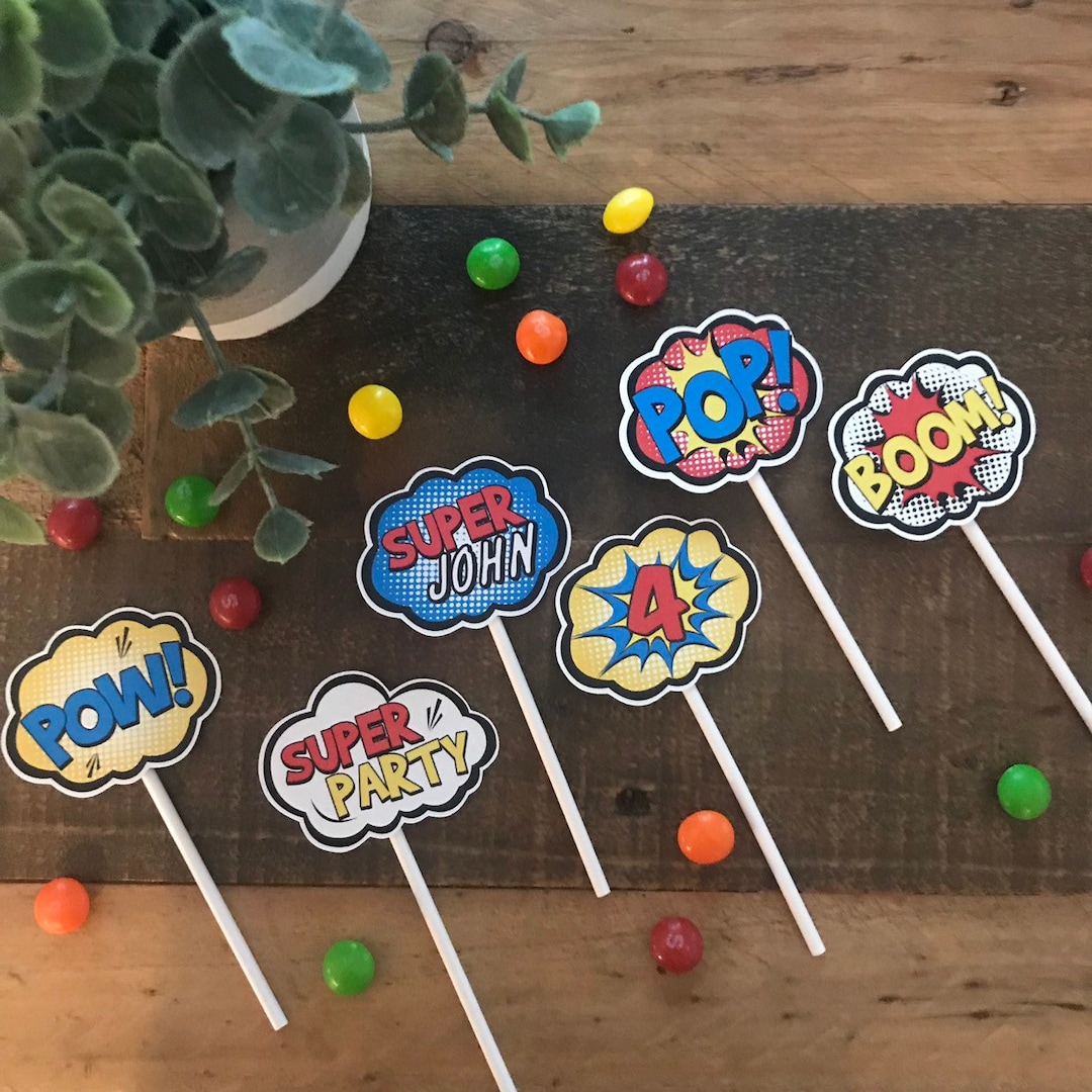 Superheroes Cupcake Toppers: Personalized Party Decor (set of 12) - Etsy