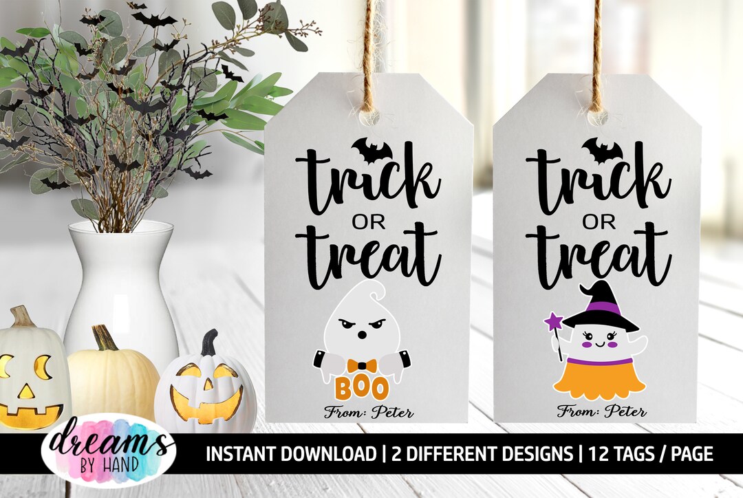Halloween Trick or Treat Tags: Printable School Gift Tags (instant ...