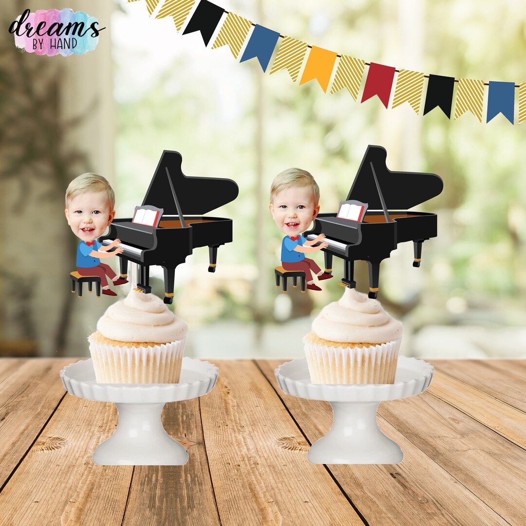 Personalized Piano Photo Cupcake Toppers: Music Party Decor - Etsy