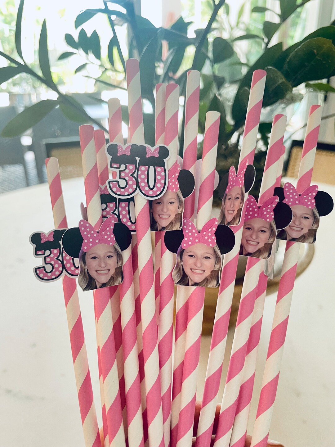 Custom Face Paper Straws, Minnie Mouse Party Decor - Etsy
