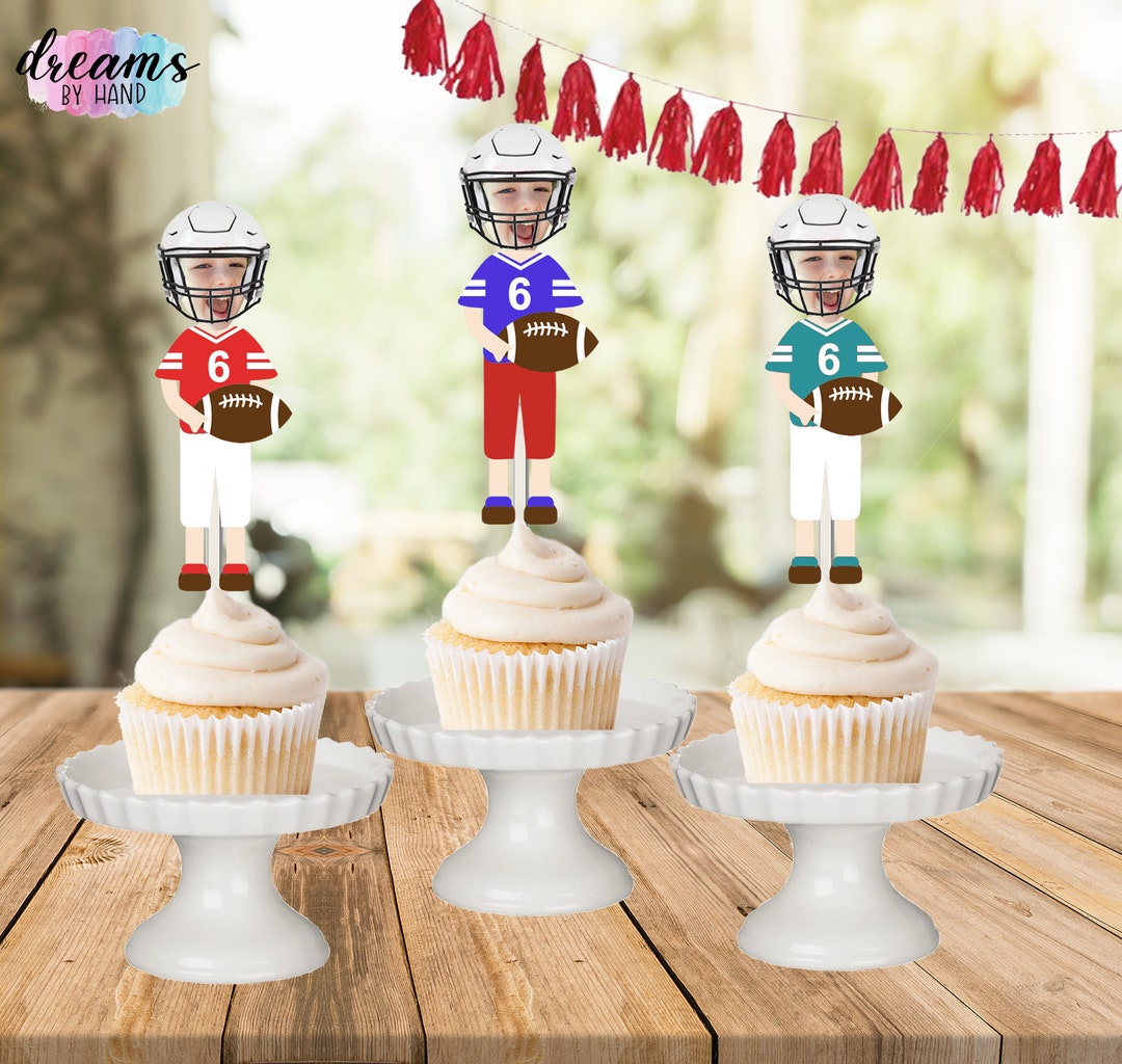 NEW Football Photo Toppers, Football Helmet Photo Cupcake Toppers ...