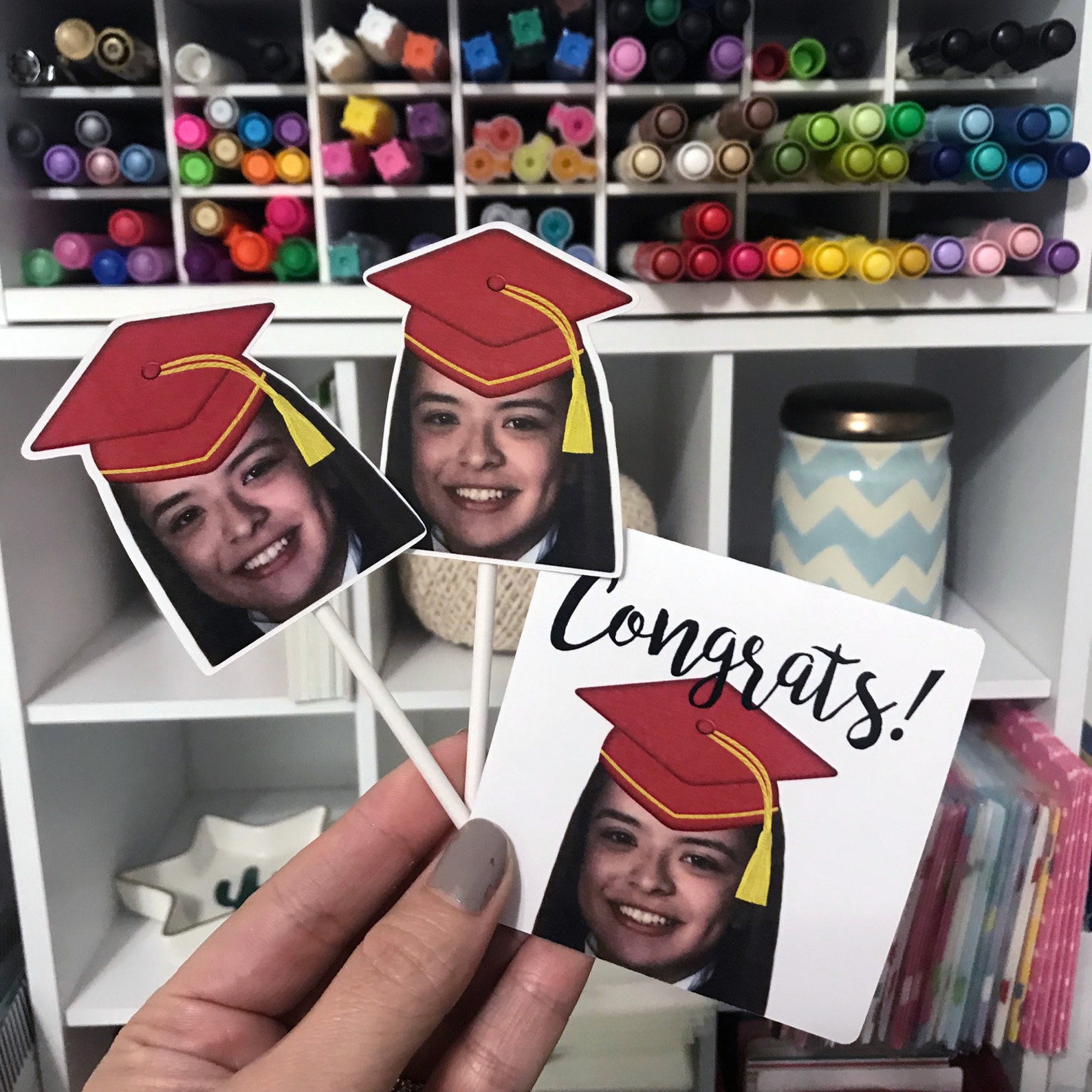 Personalized Graduation Hat Photo Cupcake Toppers Graduation - Etsy