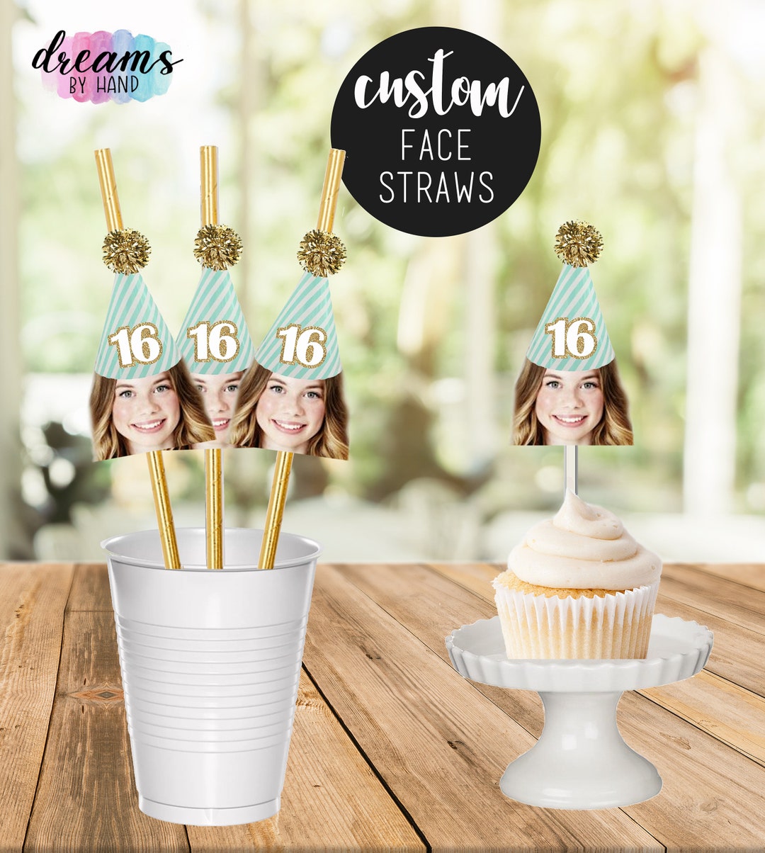 Custom Face Paper Straws, Personalized Face, Party Straws With Pictures ...