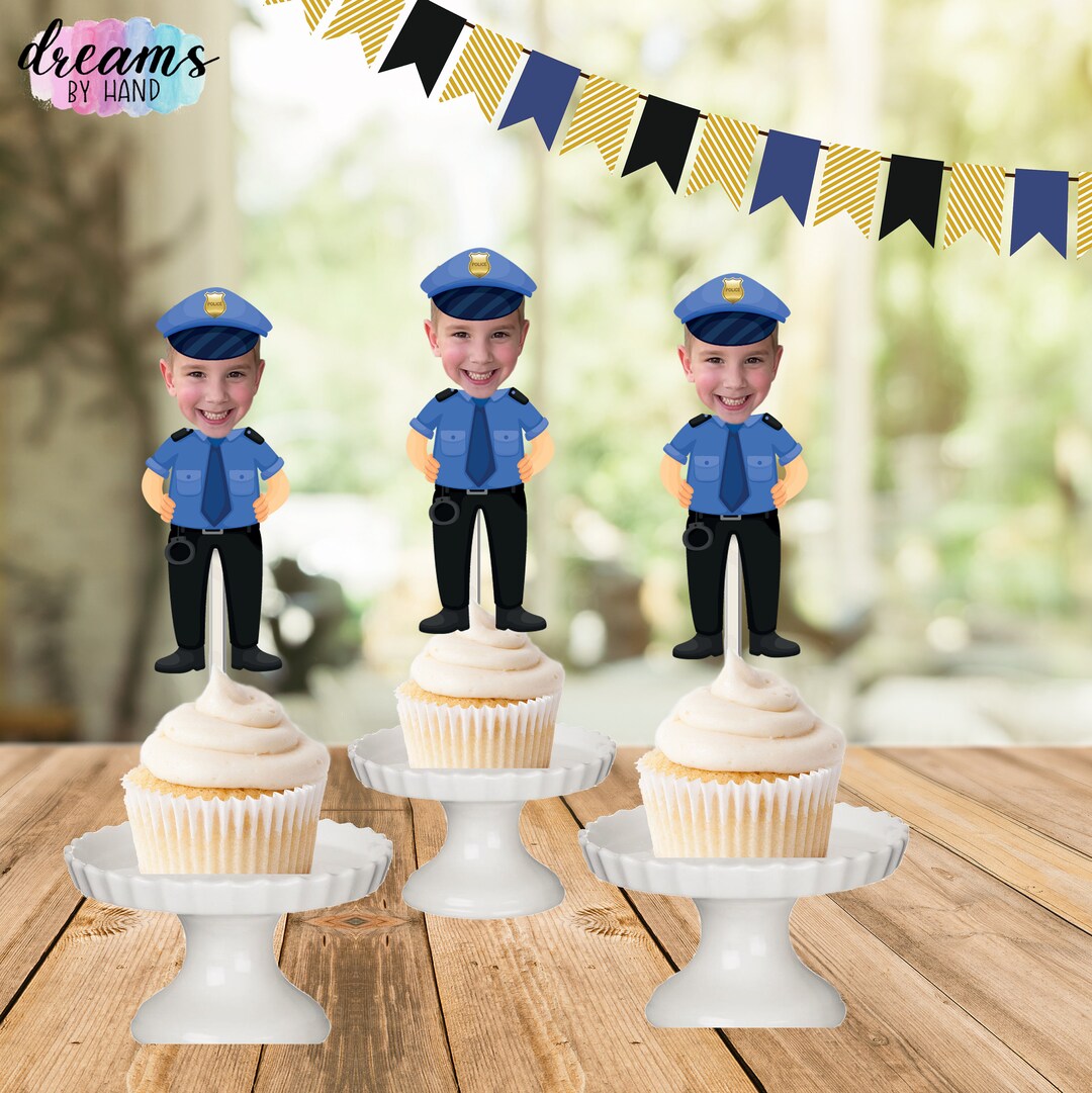 Personalized Police Officer Photo Cupcake Toppers: Custom Face Party ...