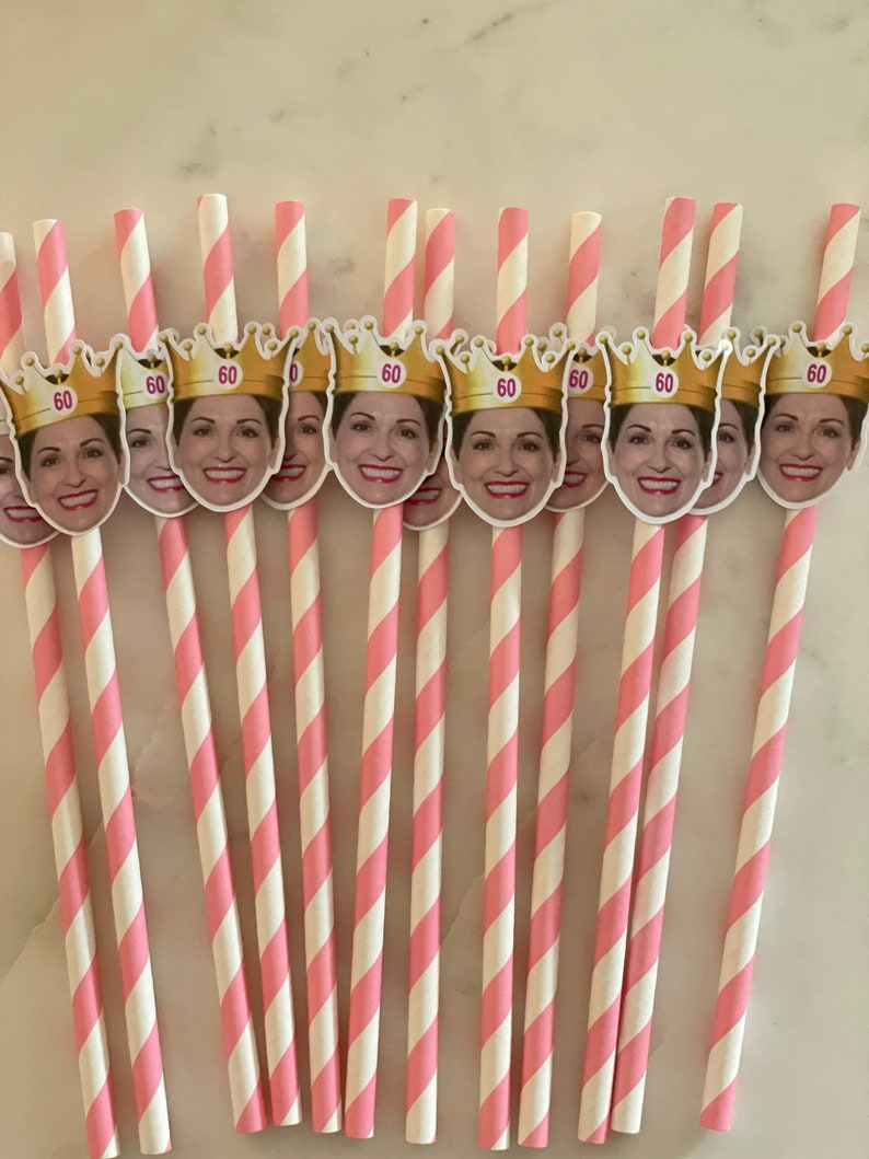 Custom Face Paper Straws: Personalized Crown Party Straws - Etsy