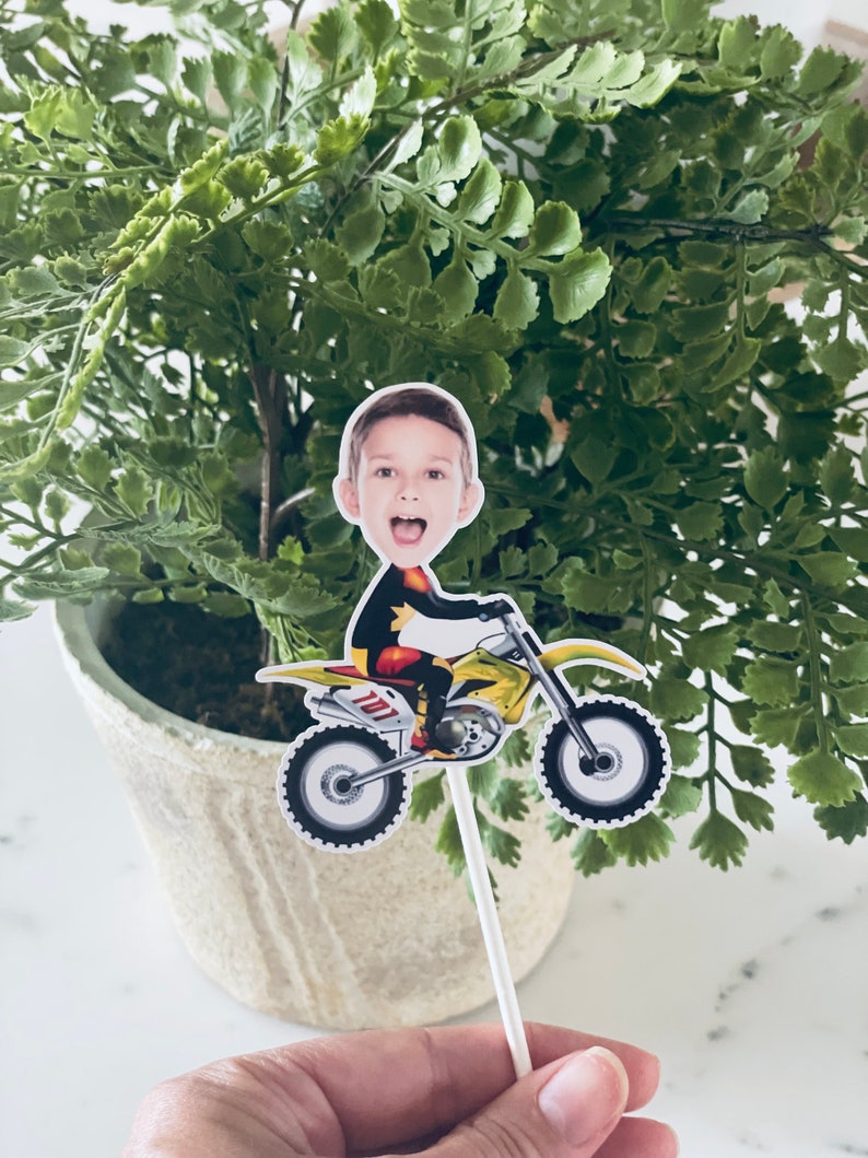 Personalized Dirt Bike Photo Cupcake Toppers - Set of 12 - Etsy