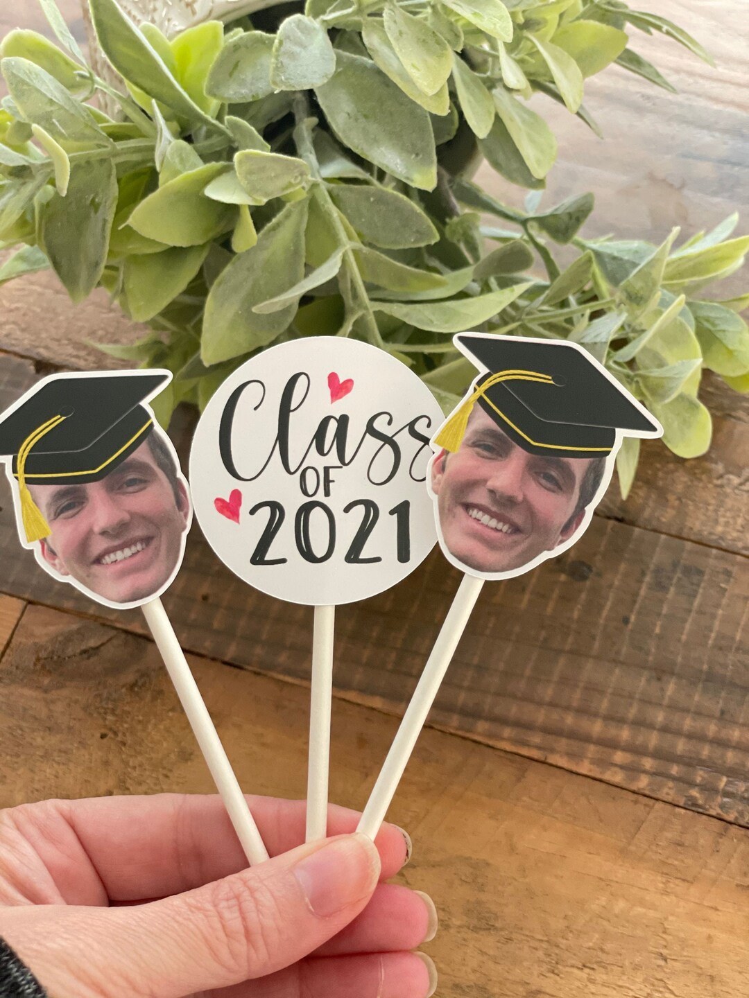 Personalized Graduation Hat Photo Cupcake Toppers, Class of 2021 ...