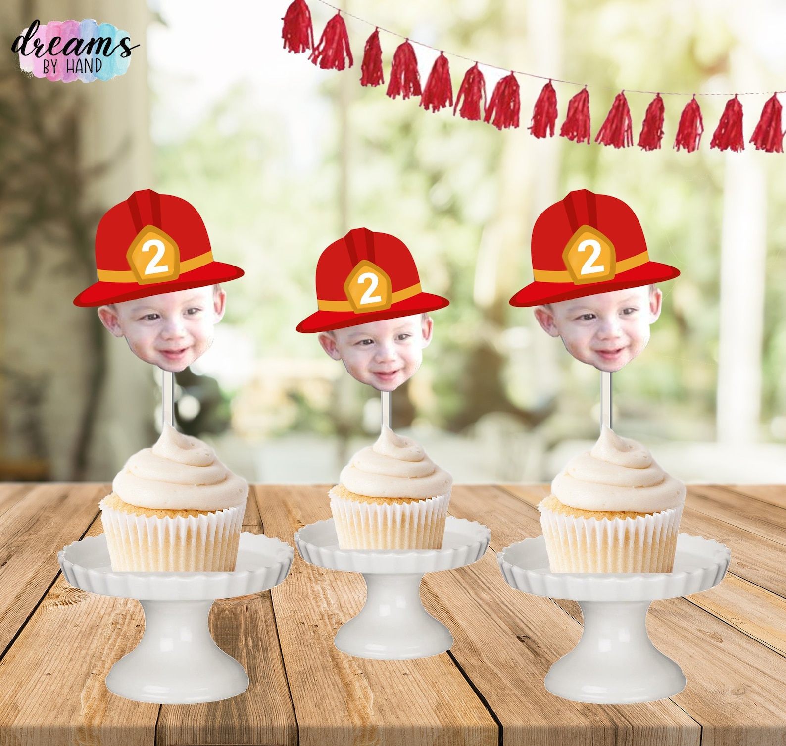Firefighter Photo Cupcake Toppers Fireman Cupcake Toppers - Etsy