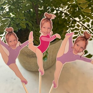 Personalized Gymnastics Face Cupcake Toppers: Gym Birthday Party Decor ...