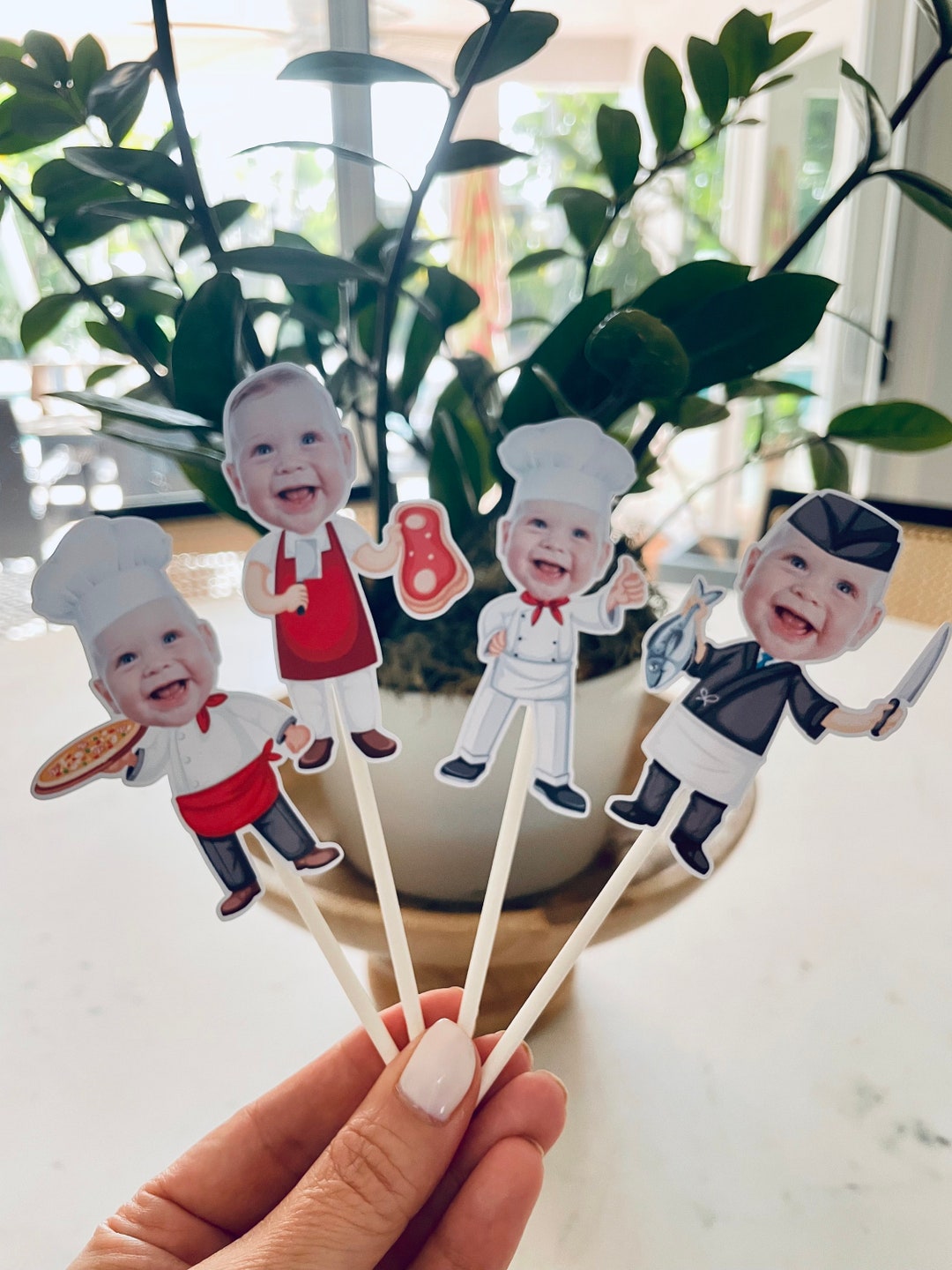 Chefs Hat Party Face Custom Photo Cupcake Toppers, Personalized CHEF ...